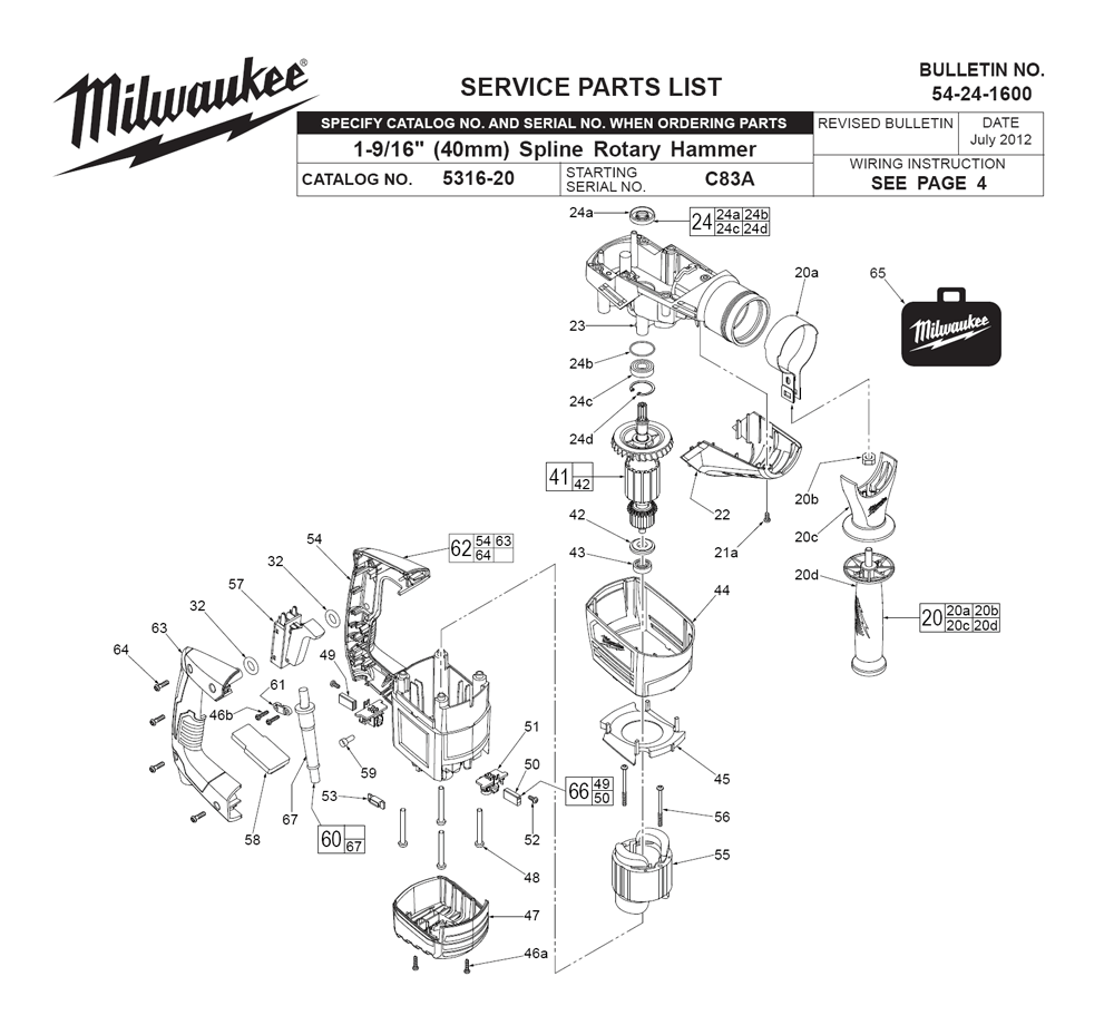 Buy Milwaukee 5316-20-(C83A) Replacement Tool Parts | Milwaukee 5316-20 ...