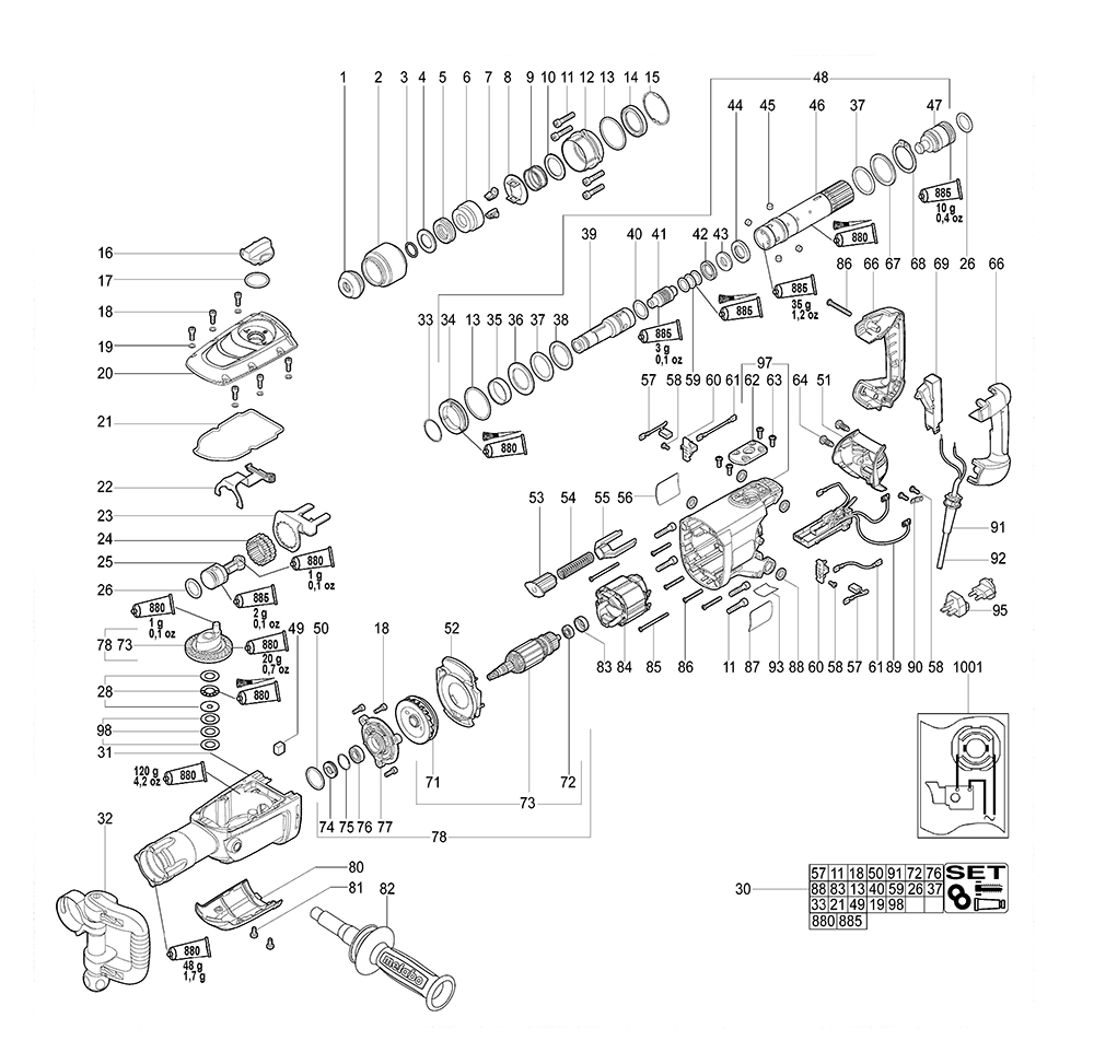 Buy Metabo MHE96-(00396421) Replacement Tool Parts | Metabo MHE96 ...