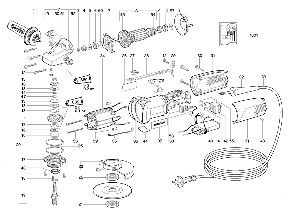 Buy Metabo WE14-125VS-(01426421) Replacement Tool Parts | Metabo WE14 ...